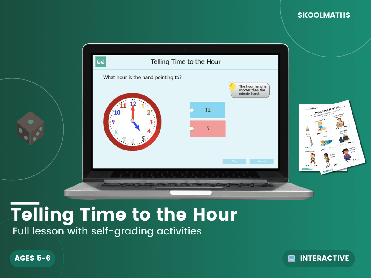 Telling The Time — Interactive Lesson (Ages 5–6) – Maths, Science ...