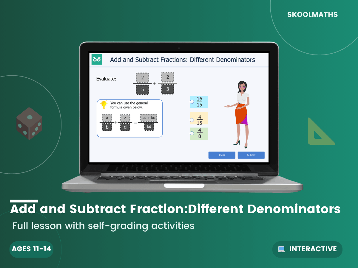Add And Subtract Fractions: Different Denominators — Interactive Lesson ...